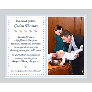 Poetry Gifts Godson Birthday or Baptism Custom Print from Godparents, 8x10 Inch Personalized with Names and Photo