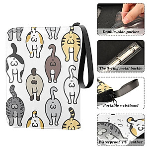 Cats Butt 4 Pockets Trading Card Album Folder for Cards PU Cover Zip Card Binder with 400 Side Loading Pockets Card Collection Binder for Collectible Boys Girls Game Sports Cards MTG TCG