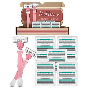 Razors for Women Sensitive Skin with 15 Blade Refills, 6 Blades Women’s razors for Shaving Including 2 Travel Razors for Women with 15 Blade Refills,Green