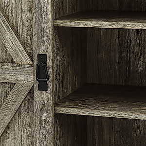 GOOD & GRACIOUS Sideboard for Livingroom, 50 inch Farmhouse TV Stand with Sliding Barn Doors, Sideboard Buffet 3-Tier Storage Cabinet for Kitchen