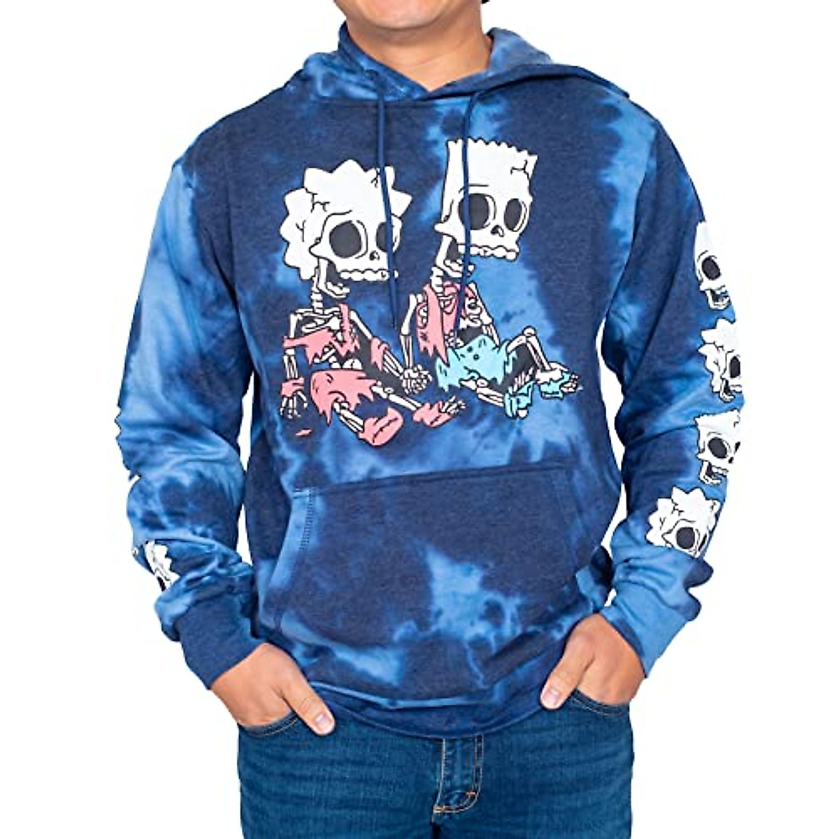 Mad Engine The Simpsons Bart and Maggie Skeleton Hex and the City Pull Over Hoodie Blue