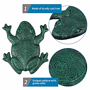 MDLUU 3-Pack Frog Stepping Stone, Cast Iron Frog Art, Decorative Flagstone for Garden Walkway, Flower Bed