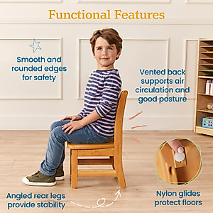 ECR4Kids 24in x 48in Rectangular Hardwood Table with 20in Legs and Four 10in Chair, Kids Furniture, Honey