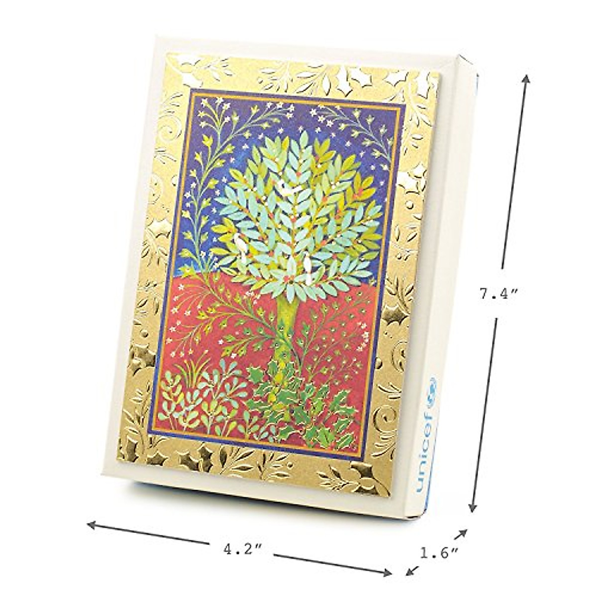 Hallmark UNICEF Boxed Christmas Cards, Peaceful Holly Tree (20 Cards and 21 Envelopes) (1XPX2032)