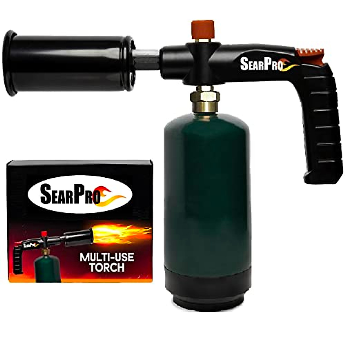 POWERFUL SearPro Charcoal Torch Lighter - Cooking Gadgets - Sous Vide - Cooking Torch - Culinary Kitchen Torch - Flamethrower Meater Gun Lighter - BBQ Propane Torch - Chef Blow Torch Tank Not Included