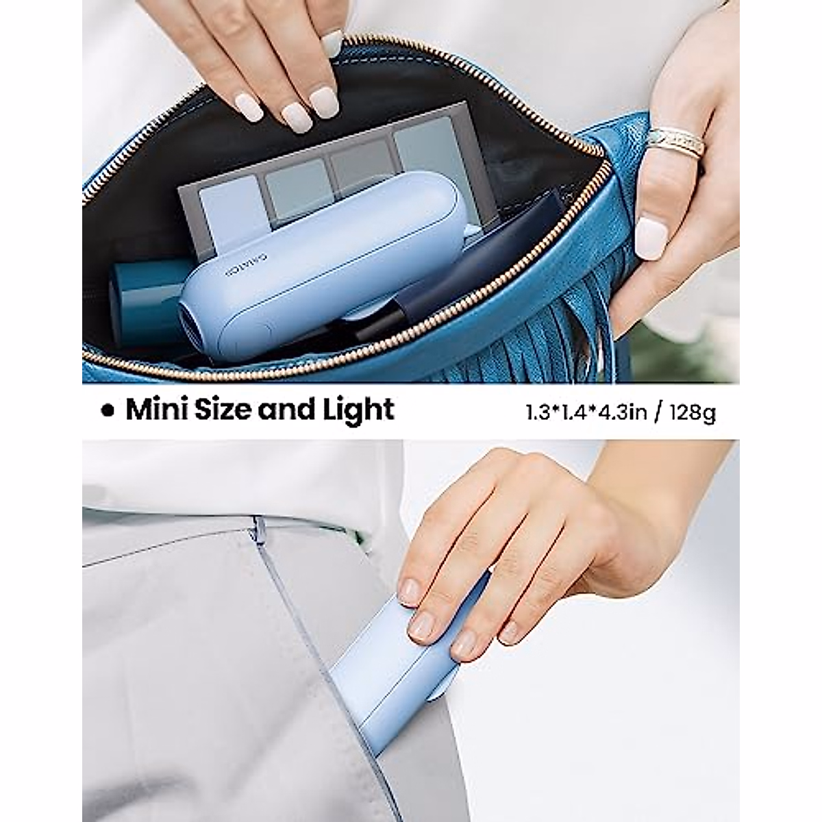 Gaiatop Portable Handheld Fan, Foldable Small Fan, Mini Hand Held Fan with USB Rechargeable 2000mAh Battery, Eyelash Fan for Girls, Travel For Women, Outdoor (Sky Blue)