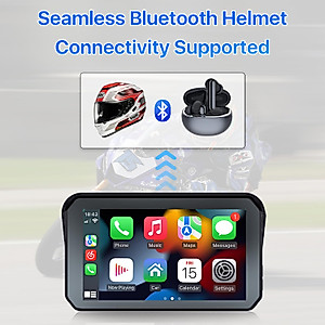 Motorcycle DVR: Wireless Apple Carplay, Android Auto, TPMS, Dual HD 1080P Cameras, GPS, G-Sensor, Siri & Google Voice, 5-Inch IPS Touch Screen, WiFi, Bluetooth, TF Card, Waterproof TTXSCAM MT01