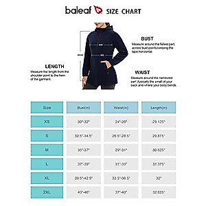 BALEAF Women's Fleece Jacket Long Zip Up Hoodie Lightweight Thermal Sweater Coat for Hiking Travel Navy Blue XL