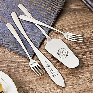 AW BRIDAL ME Too and I Do Wedding Cake Knife and Server Set with Forks, Engraved Cake Cutting Set Pie Dessert Servers Gifts for Wedding Anniversary Bridal Shower Engagement