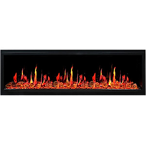 Litedeer Homes Latitude 65" Smart Electric Fireplace with App, Crackling Fire Sounds, Reflective Amber Glass, Black - ZEF65XA