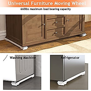 Ronlap Furniture Washing Machine Dolly, Extendable Appliance Rollers Refrigerator Heavy Duty, Washing Machine Stand Wheels Fridge Appliance Dolly Movers Mobile Washer and Dryer Moving Base, White
