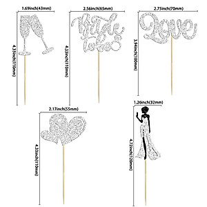 30Pcs Bride to Be Cupcake Toppers with Glitter Love Heart Ring Champagne Bridal Shower Cupcake Picks Decoration for Wedding Engagement Bachelorette Party Supplies Silver