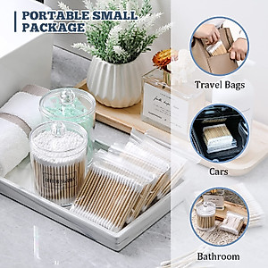 Bamboo Cotton Swabs -700 COUNT - with 1 Clear Storage Holder for Qtips - Biodegradable Eco-Friendly Natural Cotton Buds for Ears, Hygiene, Beauty Care - Round Tips & Thick Cotton & Sturdy Bamboo Stick