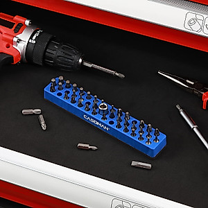 CASOMAN 2PCS 1/4" Hex Bit Organizer with Magnetic Base - Red & Blue, 86 Hole Bit Organizer with Strong Magnetic Base, Magnetic Bit Organizer for Your Specialty