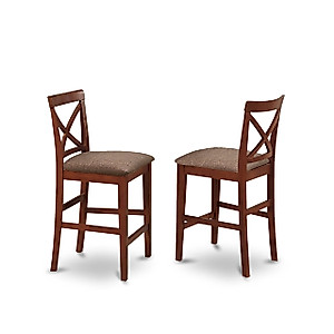 East West Furniture PUBS3-OAK-C 3 Piece Kitchen Counter Set for Small Spaces Contains a Square Table and 2 Linen Fabric Dining Room Chairs, 36x36 Inch