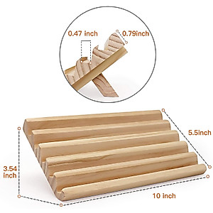 plusvivo Domino Racks with Stand Set of 4, Mexican Train Dominoes Set Trays Wooden Domino Holders for Mexican Train and Other Domino Games for Kids & Adults - Hobbies, Indoor Activities & Family Fun