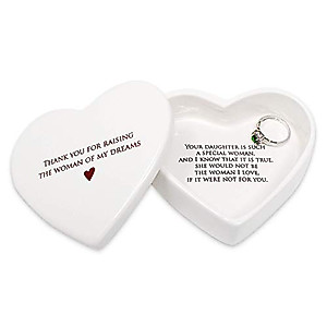 Susabella - Mother of the Bride Gift from Groom, Mom Wedding Gift or Mother's Day Gift from Son In-Law - Thank You for Raising the Woman of My Dreams - Ceramic Keepsake Heart Box