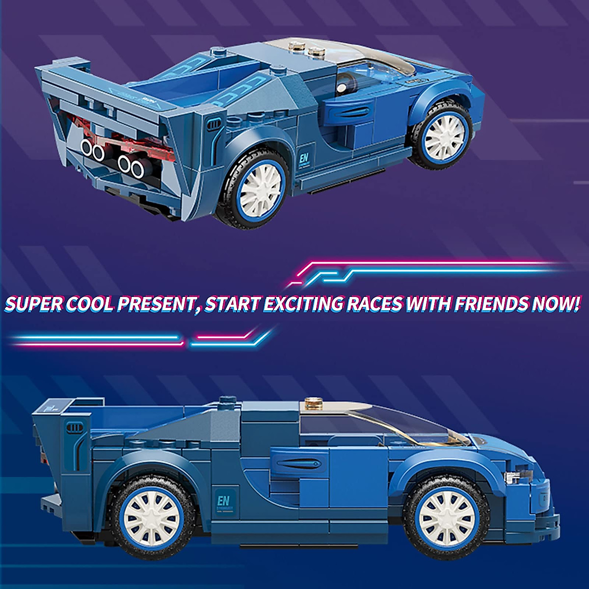 QMAN Building Blocks Racing Car Model Kits Collectible Sports Technic Car Construction Toy Vehicle for Adults Kids Boys Girls Age 6 and up 200+ Pieces VER-7(Yellow)