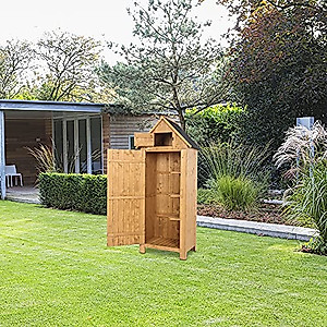 Kcelarec Outdoor Storage Shed Cabinet, Tool Shed, Wooden Garden Shed Organizer Wooden Lockers with Fir Wood