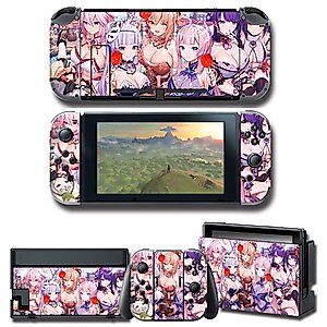 TANOKAY Vinyl Skin Decal Stickers for Nintendo Switch, Anime Protector Wrap Cover Protective Faceplate Full Set Console Controller