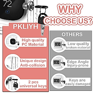 PKLIYH Universal Small Thermostat Lock Box-Thermostat Cover with Key Clear Small Thermostat Guard Fit All Ecobee,Google,Nest Thermostat on Wall 4.72''*4.72''*2'' or Smaller
