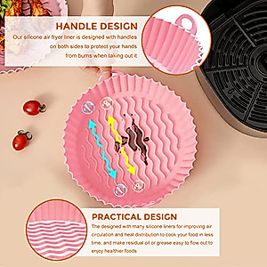 Silicone Air Fryer Liners, 7.5'' Pink 3 to 6 QT Round Reusable Air Fryer Silicone Bowls Pots Basket Covers Replacement of Parchment Paper for COSORI Ninja Air Fryers Oven Accessories