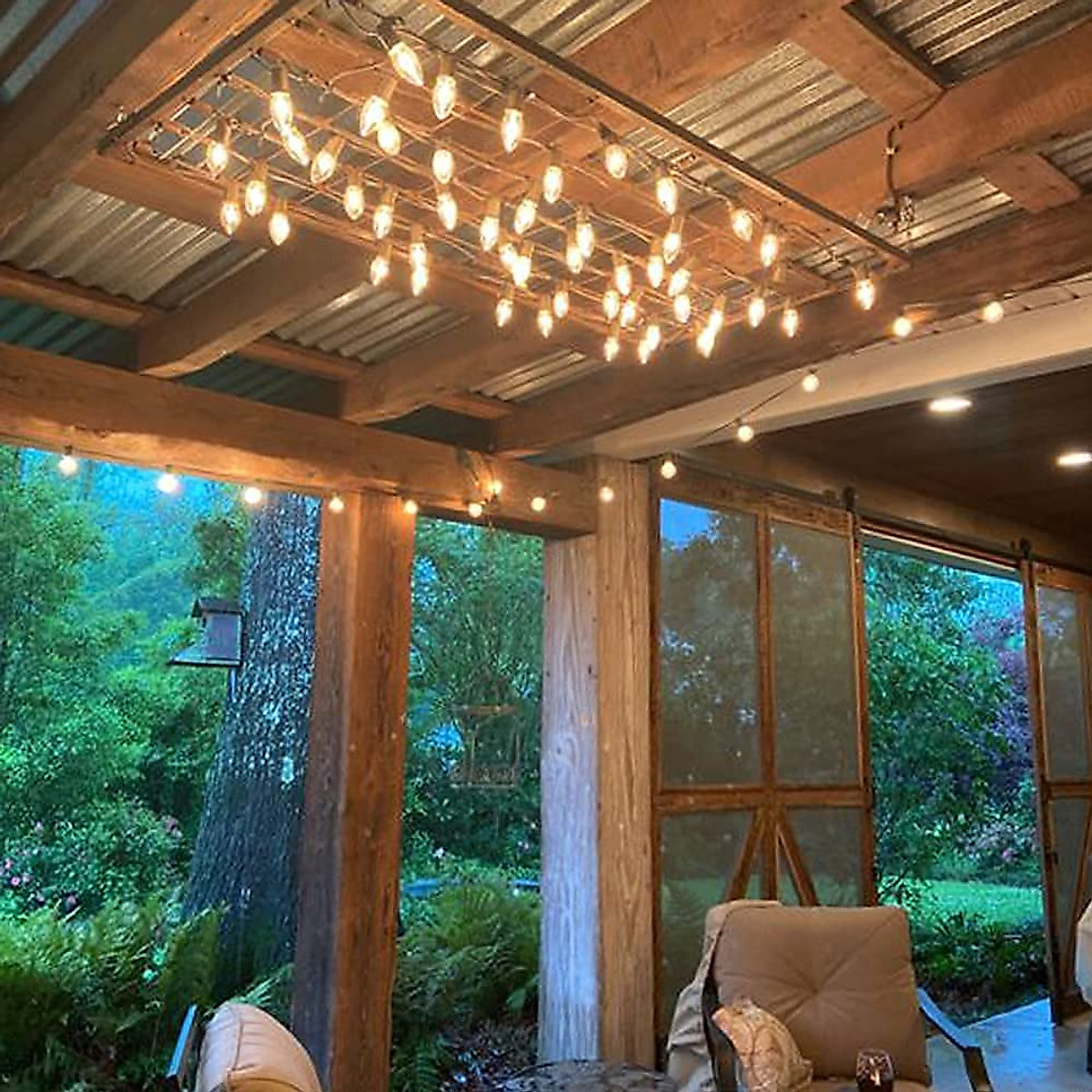 Pallerina 25 Pack C9 Clear Incandescent Bulbs, C9 Christmas Light Bulbs Replacement Light Bulb, 7 Watt Night Light Bulbs C9/E17 Intermediate Base, Candle Light Bulbs