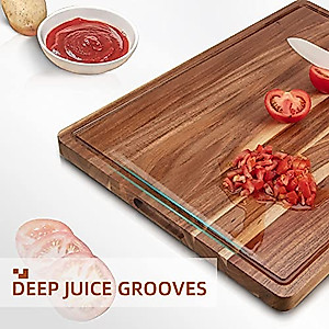 Cibeat Extra Large Wood Cutting Board 24 x 18 Inch, 1.2 Inches Thick Butcher Block, Reversible Wooden Kitchen Block, over Stove Cutting Board, with Side Handles and Juice Grooves