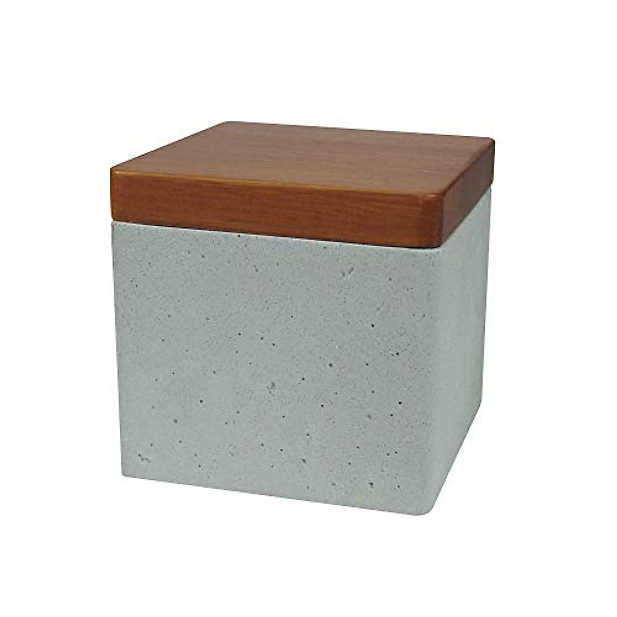 nu steel Concete Bathroom Q-tip Holder & Jar in Real Cement and Wood for Bathrooms & Vanity Spaces