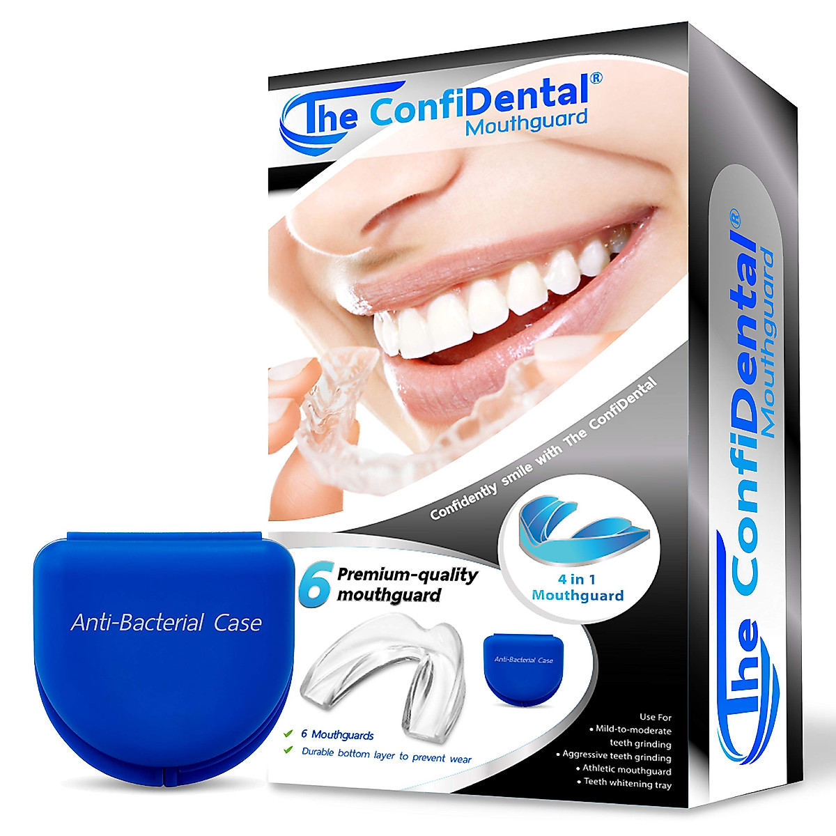The ConfiDental - Pack of 6 Moldable Mouth Guard for Teeth Grinding Clenching Bruxism, Sport Athletic, Whitening Tray