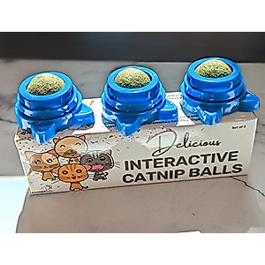 XanderPets Catnip Balls That Stick On Wall - Cat Nips Organic - Magic Cat Balls - Interactive Toys for Indoor Cats - Essential Cat Accessories - USA 3 Pack (Tabby Grey)