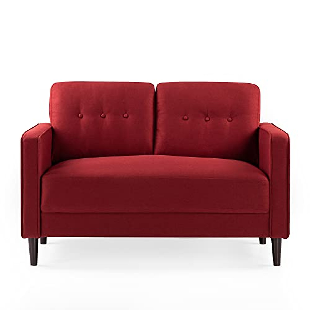 ZINUS Mikhail Loveseat Sofa / Ruby Red Sofa / Button Tufted Cushions / Easy, Tool-Free Assembly