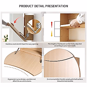 TRENDBOX Round Wall Mounted Desks Home Office Desks Folding Vanity Desk Small Desks for Small Spaces Desks for Makeup with Storage (Khaki)