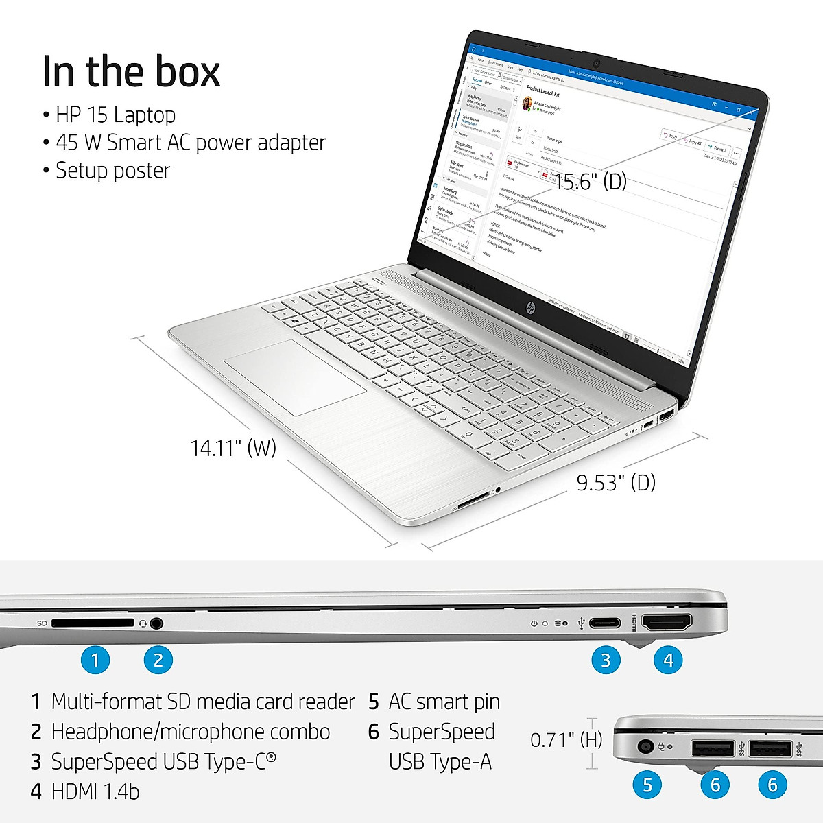HP 15.6" Micro-Edge HD Laptop, Intel Core i3-1115G4 up to 4.1GHz (Beat i5-1035G4), 16GB RAM, 512GB PCIe SSD, Wi-Fi 6, Lightweight, Bluetooth, Webcam, Fast Charge, 11 Hours Battery Life, HDMI, Win11