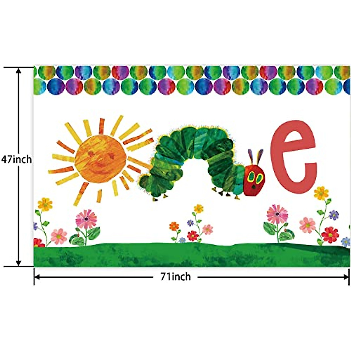 Cartoon Very Hungry Little Green Caterpillar Happy Birthday Banner Backdrop Photo Studio Booth Props Insects Theme Decor for Baby Shower 1st Birthday Party Background Supplies Favors Decorations