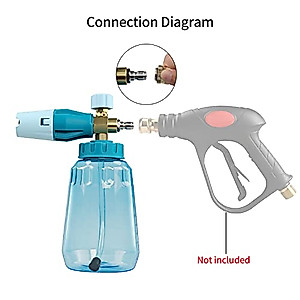 CHAVOR Pressure Washer Foam Cannon, Professional Upgrade Adjustable Snow Foam Lance, Blue Transparent Body Foam Blaster, 1/4 Inch Quick Connect, 4000 PSI, 1 L