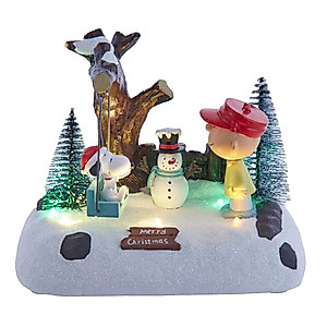 Joy to the World Collectibles Peanuts Battery-Operated Lighted Snoopy Swing Musical Tablepiece Nativity, 10-Inches, Multicolor