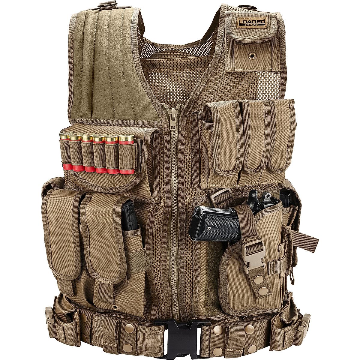 Barska Loaded Gear VX-200 Tactical Vest – Adjustable MOLLE Vest with Rifle & Pistol Mag Pouches, Holster, Utility Pouch, and Emergency Drag Handle