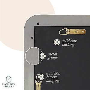 Hamilton Hills 16x24 inch Metal Black Frame Mirror for Bathroom | Brushed Rectangular Rounded Corner Vanity | 2" Deep Set Design Small Wall Mirrors Decorative | Hangs Horizontal and Vertical