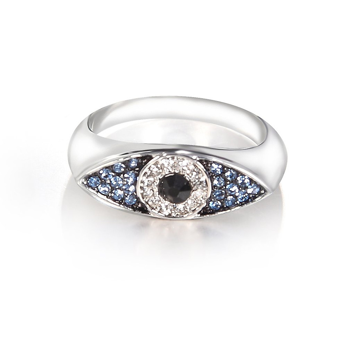 ERLUER Women's Evil eye Rings CZ Crystals Rose Gold Platinum Plated Wedding Jewelry Finger Ring For Women (Platinum Plated, 7)