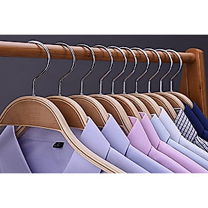 Kihamp Durable Natural Wooden (16pcs) with Extra Smooth Finish, Heavy Duty, Slip, Non Wrinkles, Wood Suit, Perfect Clothes Hangers for Coat, Pant,Shir