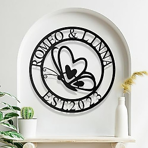 Personalized Metal Last Name Signs for Home Decor Wall Name Signs Family Sign For Wall Art Decor Personalized Wedding Gift Metal Name Signs Wall Decor,Butterfly Metal Name Sign