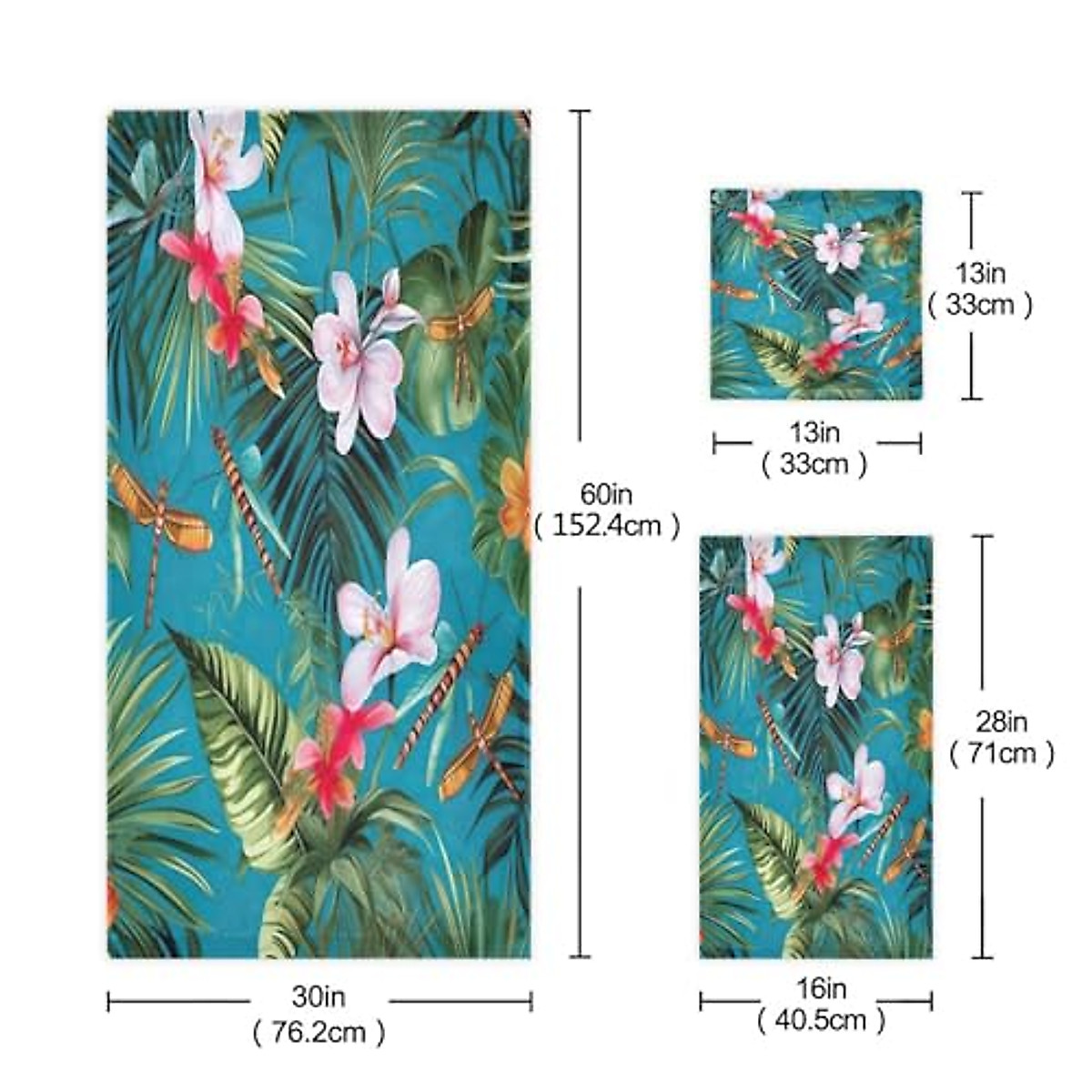 Flradish Palm Dragonflies Towels 3 Pack Bath Towels for Bathroom Set Soft Cotton Highly Absorbent Lightweight & Quickdry Towel Set 1 Bath Towel,1 Hand Towel,1 Washclothe