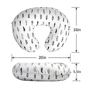 ALVABABY Nursing Pillow Cover Slipcover 2 Pack,100% Organic Cotton,Soft and Comfortable,Feathers Design,Maternity Breastfeeding Newborn Infant Feeding Cushion Cover,Baby Gift 2UBZT01