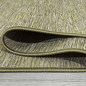 Ottomanson Machine Washable Tonal Design Jute Back 2x3 Reversible Indoor/Outdoor Area Rug for Patio, Living Room, Bedroom, Office, Dining Room, 2' x 3', Green