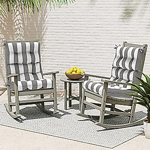 Melody Elephant Adirondack Chair Cushions Set of 2, Water Resistant Outdoor High Back Chair Cushions, Rocking Chair Cushions for Patio Home Garden, 22" W x 20" D, Stripe Cabana Black
