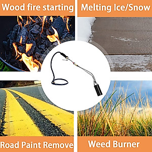 Weed Burner Torch For Propane Tank Kits,Snow Removal Flame Thrower With Push Button Igniter,Fire Starter Torch For Burning Weeds,Overgrown Paths,Melt Ice,Roofing,Asphalt