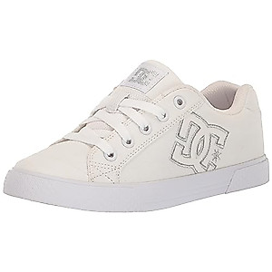 DC Women's Chelsea TX Skate Shoe, White/Silver, 8