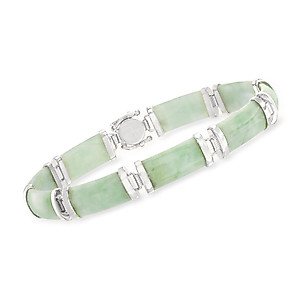 Ross-Simons Jade Good Fortune Bracelet in Sterling Silver