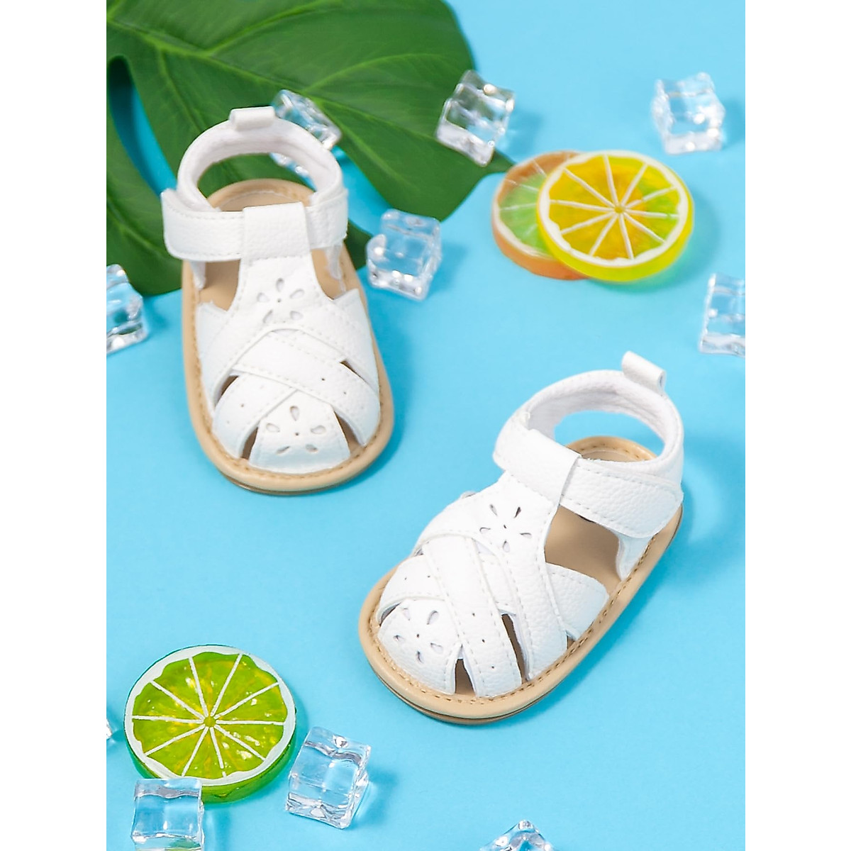 Babelvit Infant Baby Girl Boy Sandals Comfort Premium Summer Outdoor Casual Beach Shoes with Flower Bowknot Anti Slip Rubber Sole Newborn Toddler Prewalker First Walking Shoes